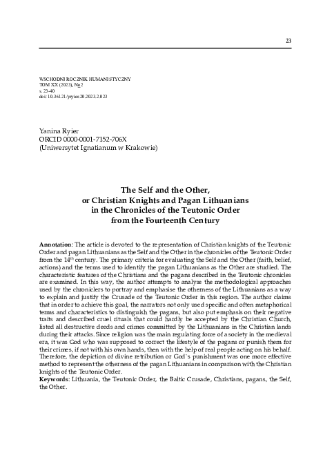 (PDF) The Self and the Other, or Christian Knights and Pagan ...