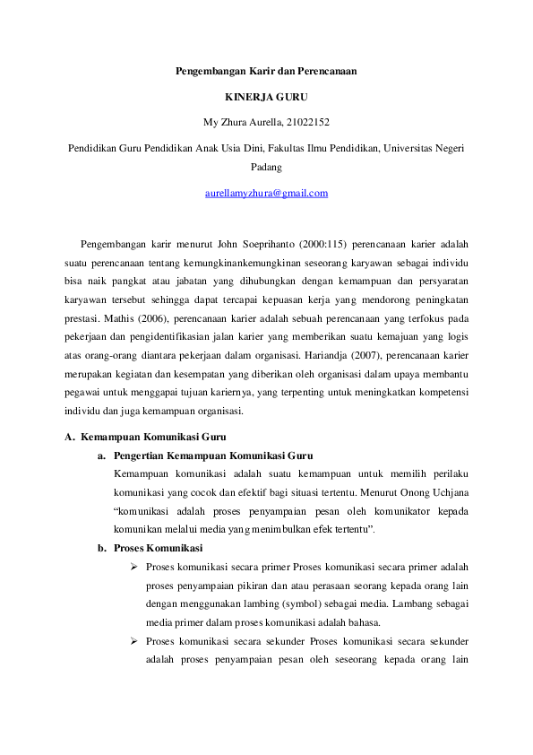 (PDF) Pengembangan Karir dan Perencanaan KINERJA GURU