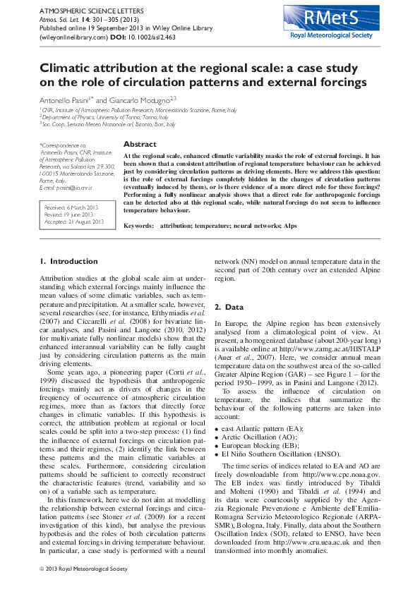 (PDF) Climatic attribution at the regional scale: a case study on the ...