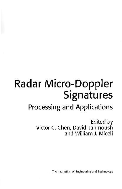 Pdf Radar Micro Doppler Signatures Processing And Applications
