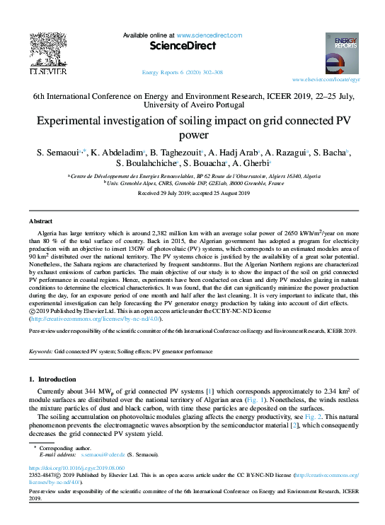 (PDF) Experimental investigation of soiling impact on grid connected PV ...