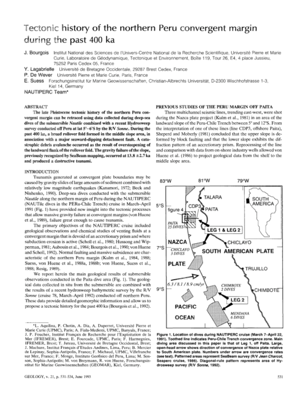 (PDF) Tectonic history of the northern Peru convergent margin during ...