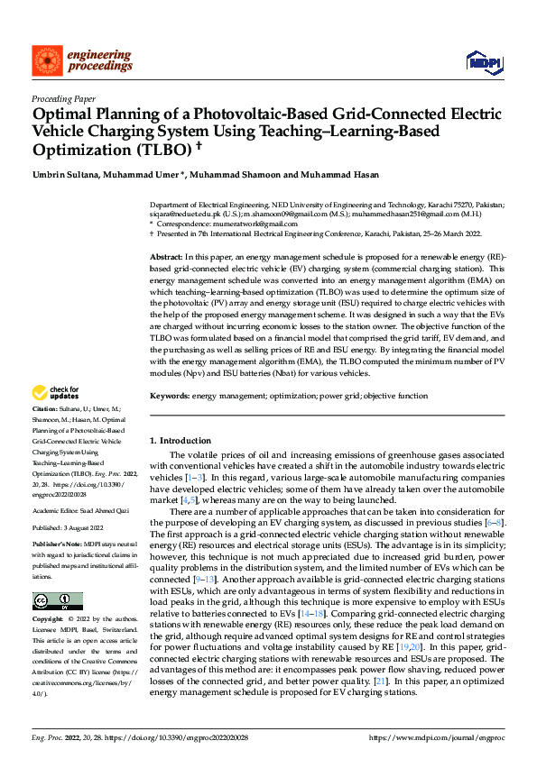 (PDF) Optimal Planning of a Photovoltaic-Based Grid-Connected Electric Vehicle Charging System ...