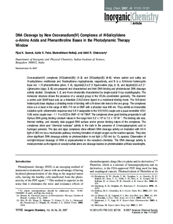(PDF) DNA Cleavage by New Oxovanadium(IV) Complexes of N -Salicylidene α-Amino Acids and ...