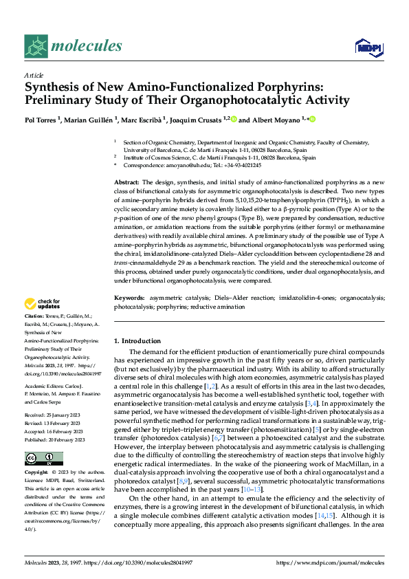 (PDF) Synthesis of New Amino-Functionalized Porphyrins:Preliminary ...