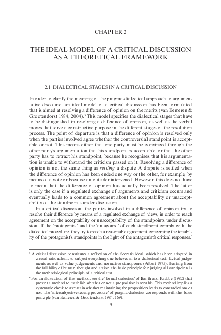(PDF) The Ideal Model of a Critical Discussion as a Theoretical Framework
