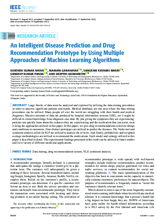 (PDF) An Intelligent Disease Prediction and Drug Recommendation Prototype by Using Multiple ...