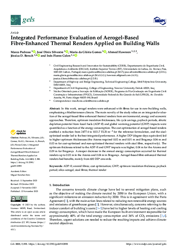 (PDF) Integrated Performance Evaluation of Aerogel-Based Fibre-Enhanced Thermal Renders Applied ...