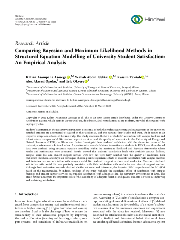 Pdf Comparing Bayesian And Maximum Likelihood Methods In Structural Equation Modelling Of 
