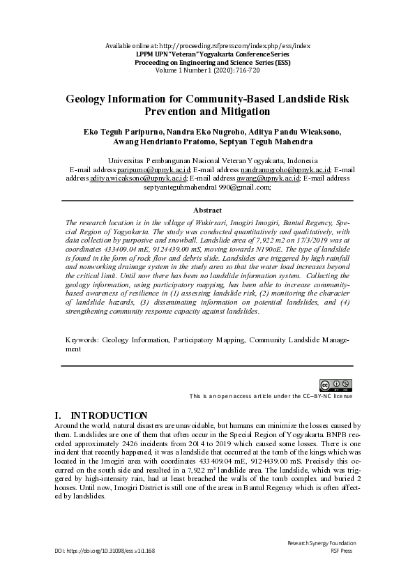(PDF) Geology Information for Community-Based Landslide Risk Prevention ...