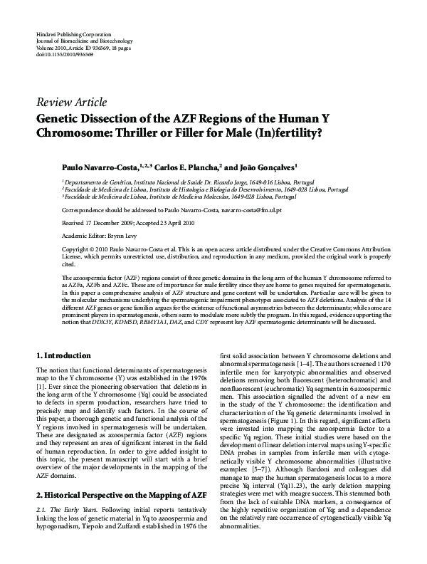 Genetic Dissection of the AZF Regions of the Human Y Chromosome ...