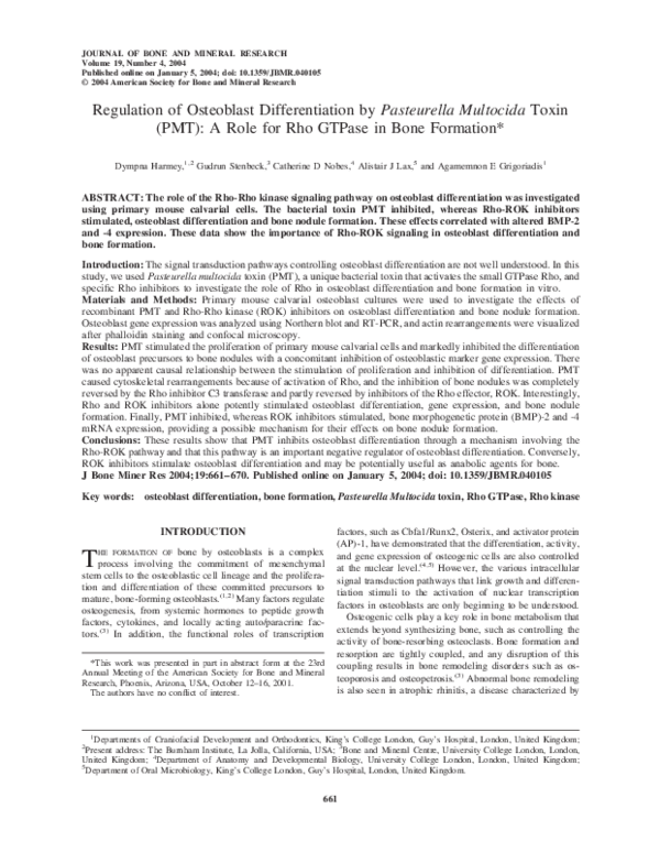 (PDF) Regulation of Osteoblast Differentiation by Pasteurella Multocida ...