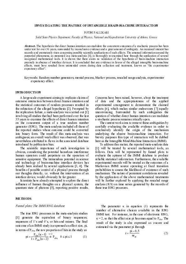 (PDF) Investigating the nature of intangible brain-machine interaction