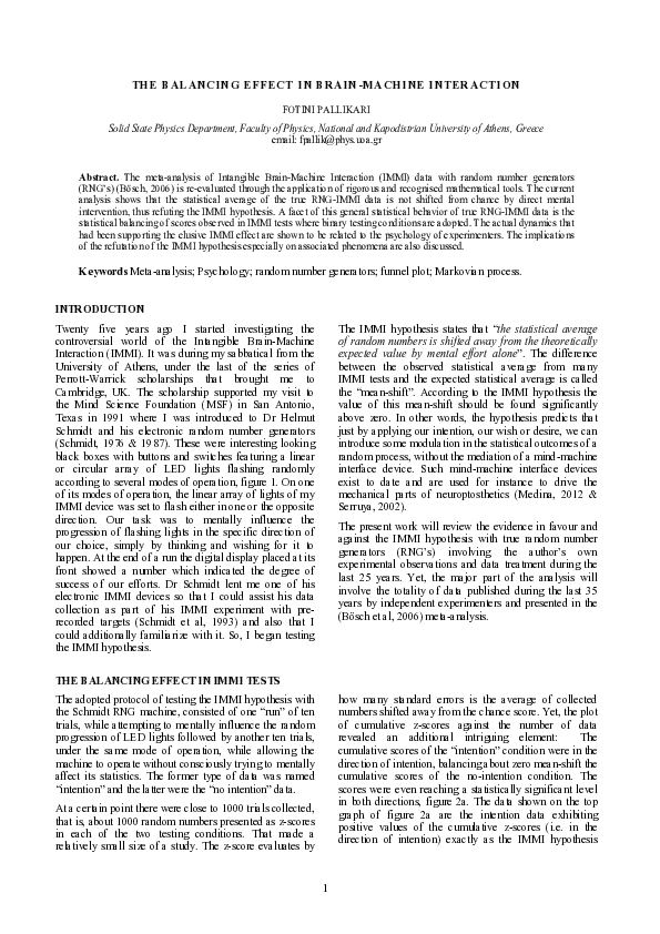 (PDF) The balancing effect in brain-machine interaction | Fotini L Pallikari, PhD, MInstP, CPhys ...