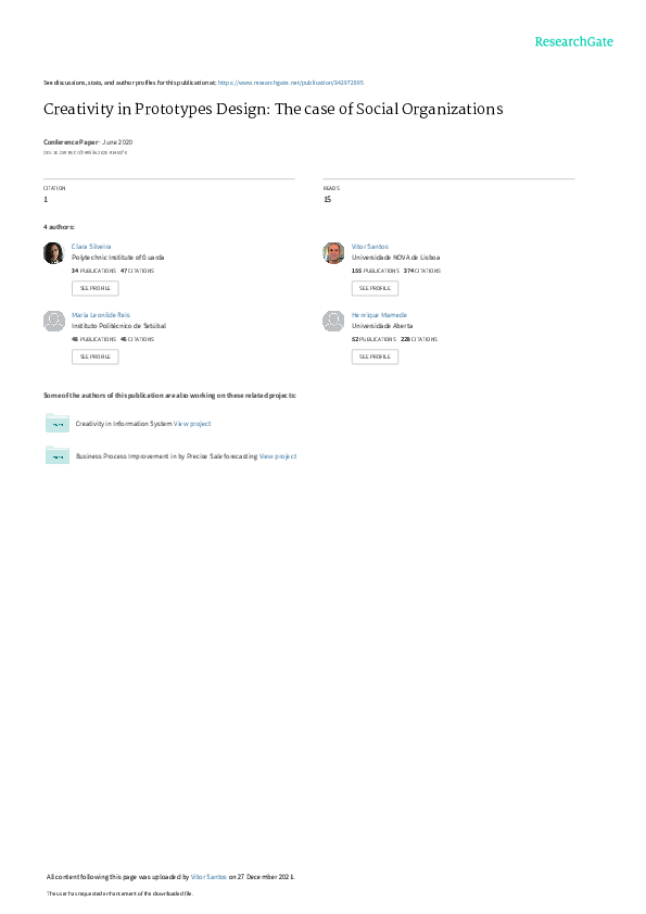 (PDF) Creativity in Prototypes Design: The case of Social Organizations ...