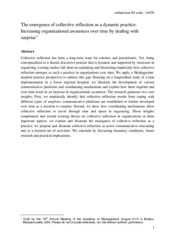 (PDF) The Emergence of Collective Reflection as a Dynamic Practice