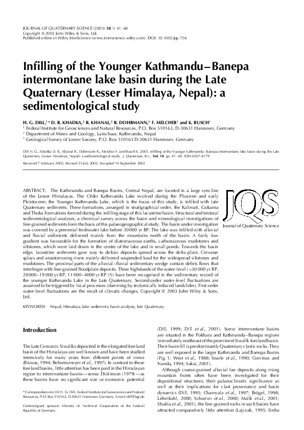 (PDF) Infilling of the Younger Kathmandu-Banepa intermontane lake basin ...