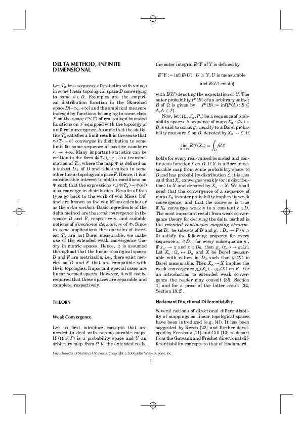 (PDF) Delta Method, Infinite Dimensional | Werner Römisch - Academia.edu