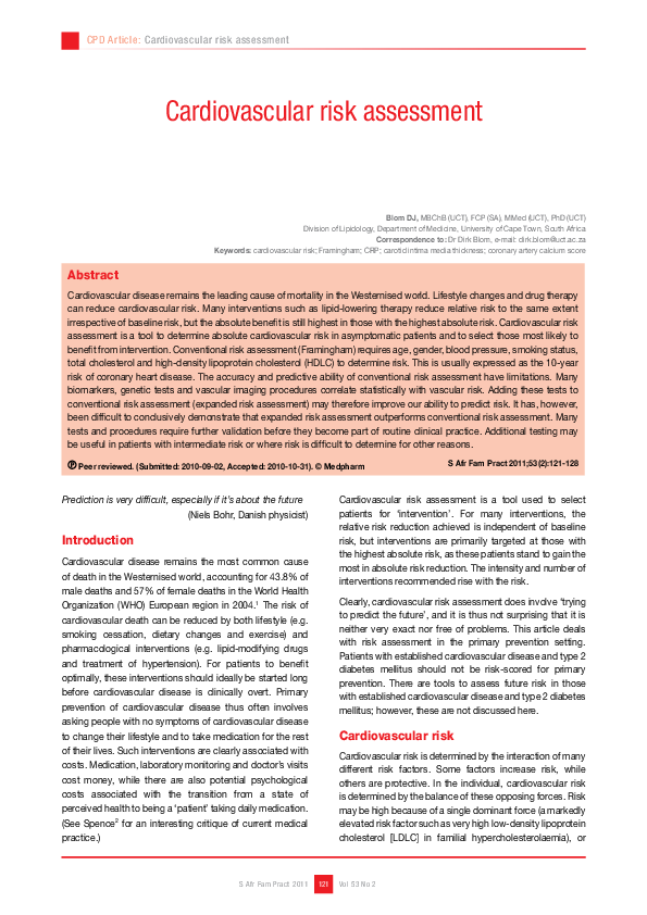 (PDF) Cardiovascular Risk Assessment