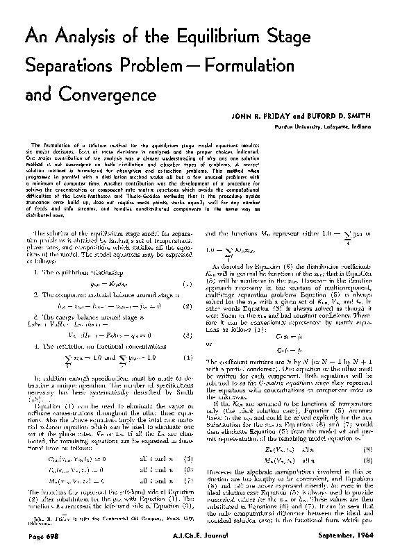 (PDF) An Analysis of the Equilibrium Stage Separations Problem ...