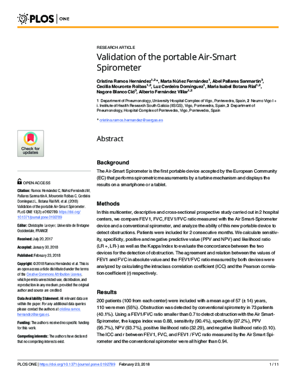 (PDF) Validation of the portable Air-Smart Spirometer