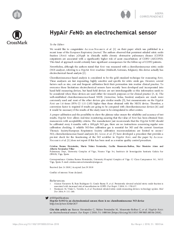 (PDF) HypAir FeNO: an electrochemical sensor