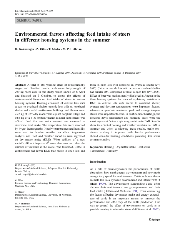 (PDF) Environmental factors affecting feed intake of steers in ...
