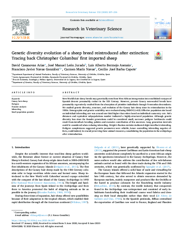 (PDF) Genetic diversity evolution of a sheep breed reintroduced after extinction: Tracing back ...