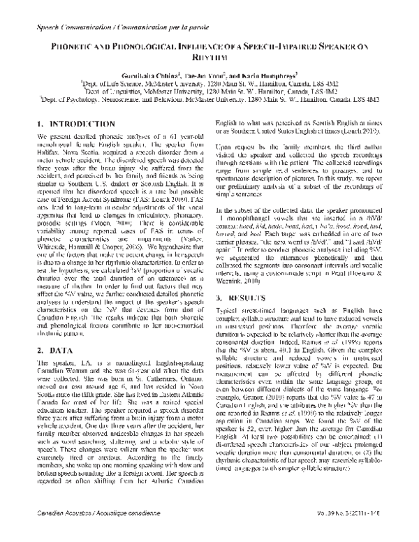 (PDF) Phonetic and phonological influence of a speech-Impaired speaker ...