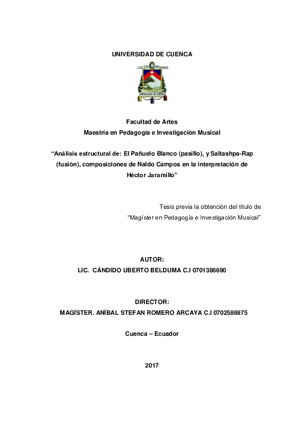 (PDF) Análisis estructural de: El Pañuelo Blanco (pasillo), y Saltashpa ...