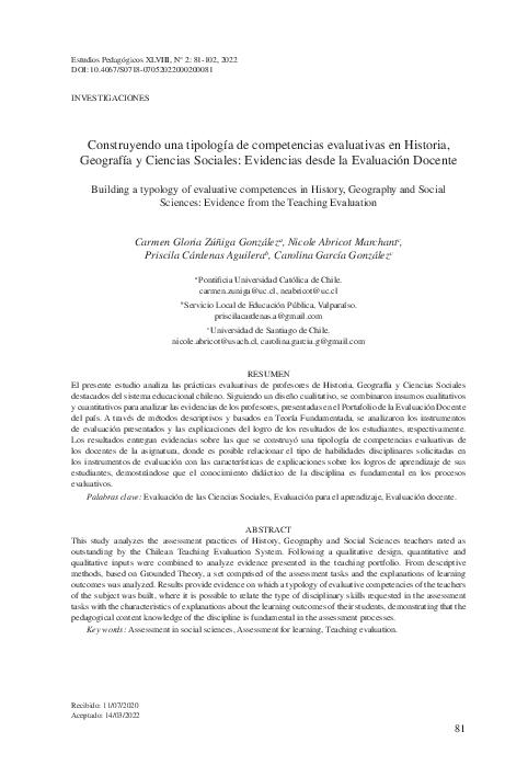(PDF) Construyendo una tipología de competencias evaluativas en Historia, Geografía y Ciencias ...