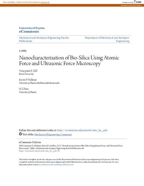 (PDF) Nanocharacterization of bio-silica using atomic force and ...