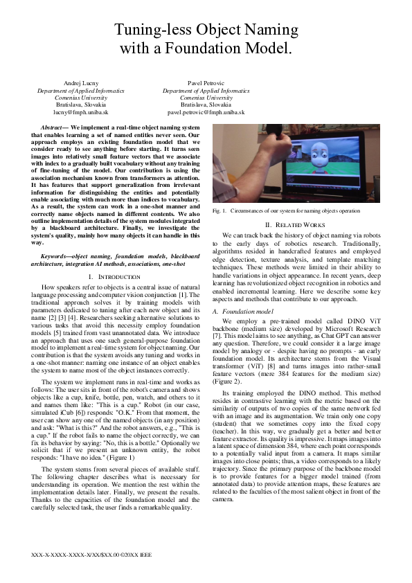 (PDF) Tuning-less Object Naming with a Foundation Model