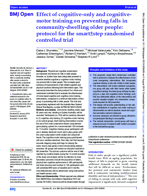 Effect of cognitive-only and cognitive-motor training on preventing falls in community-dwelling ...