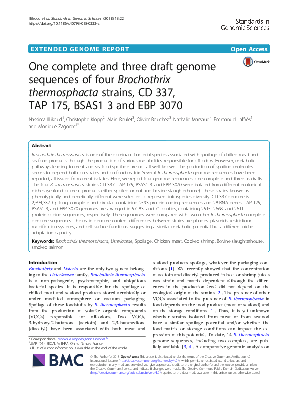 (PDF) {"__content__"=>"One complete and three draft genome sequences of ...
