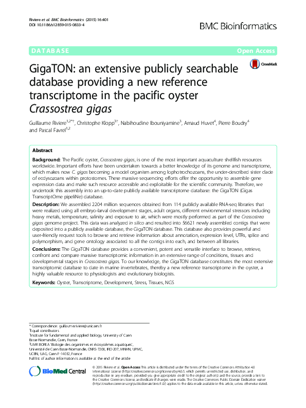 (PDF) GigaTON: an extensive publicly searchable database providing a ...