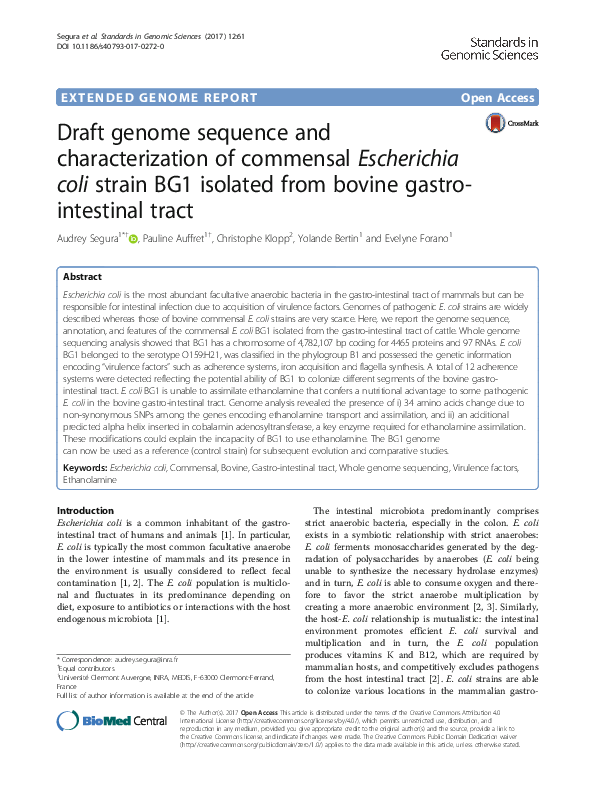 (PDF) Draft genome sequence and characterization of commensal ...