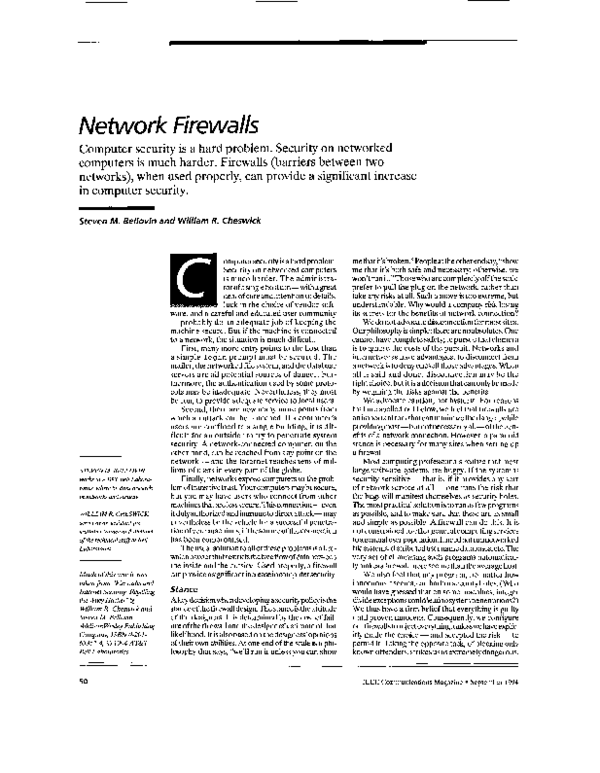 (PDF) Network firewalls