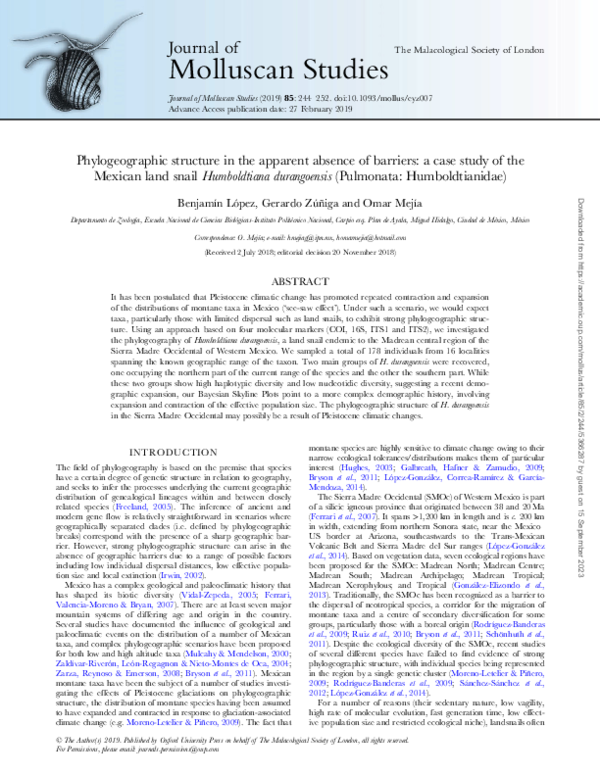(PDF) Phylogeographic structure in the apparent absence of barriers: a ...