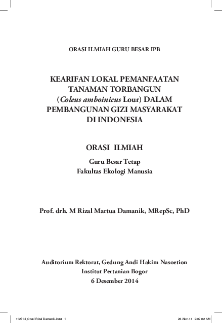 (PDF) Kearifan Lokal Pemanfaatan Tanaman Torbangun (Coleus Amboinicus ...