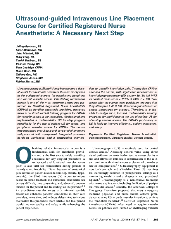 (PDF) Ultrasound-guided Intravenous Line Placement Course for Certified ...