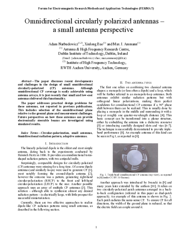 (PDF) Omnidirectional Circularly Polarized Antennas – a Small Antenna Perspective | Adam ...