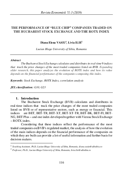 (PDF) The Performance Of "Blue Chip" Companies Traded On The Bucharest ...