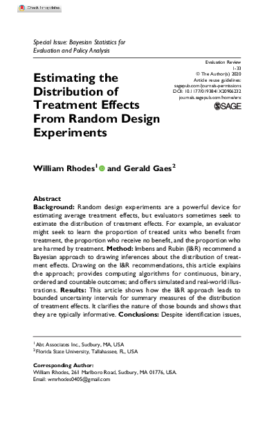 (PDF) Estimating the Distribution of Treatment Effects From Random Design Experiments