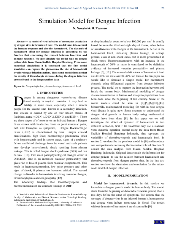 (PDF) Simulation Model for Dengue Infection