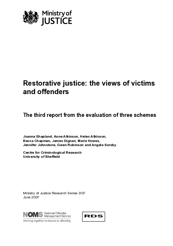 (PDF) Restorative justice: the views of victims and offenders