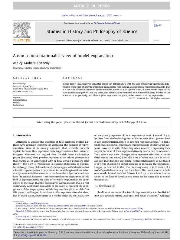 (PDF) A non representationalist view of model explanation
