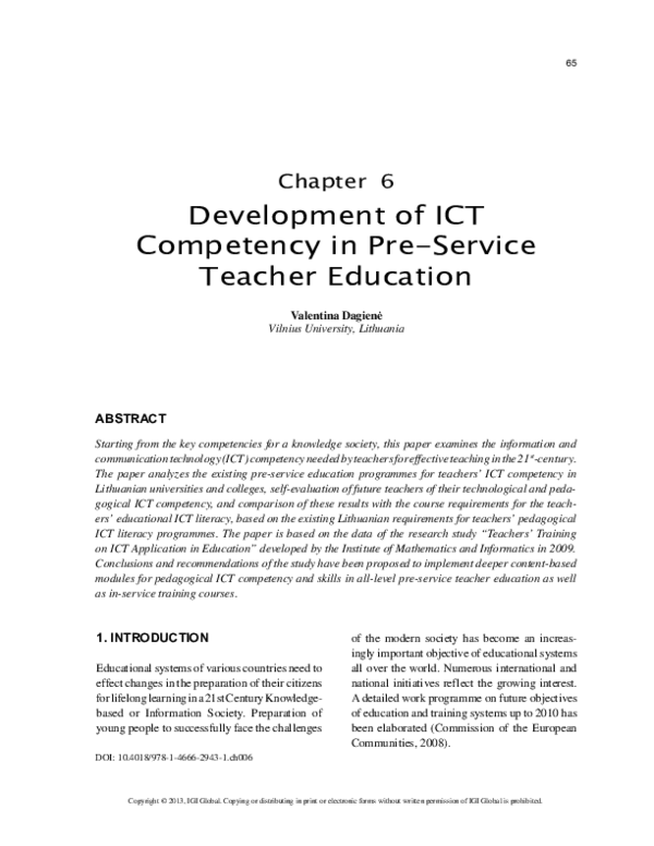 (PDF) Development of ICT Competency in Pre-Service Teacher Education