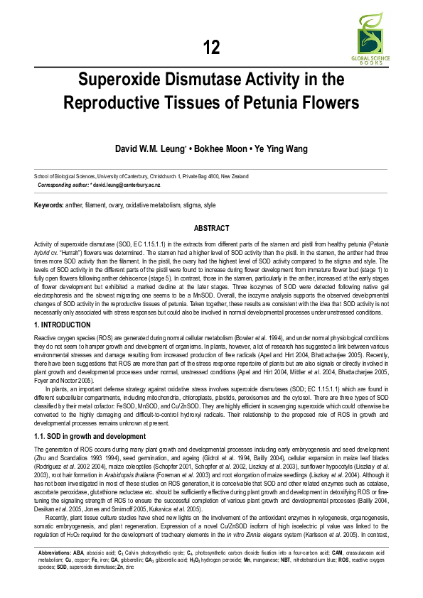 (PDF) Superoxide Dismutase Activity in the Reproductive Tissues of ...