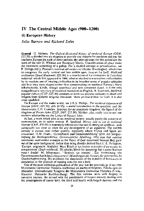 (PDF) IV The Central Middle Ages (900–1200) (i) European History